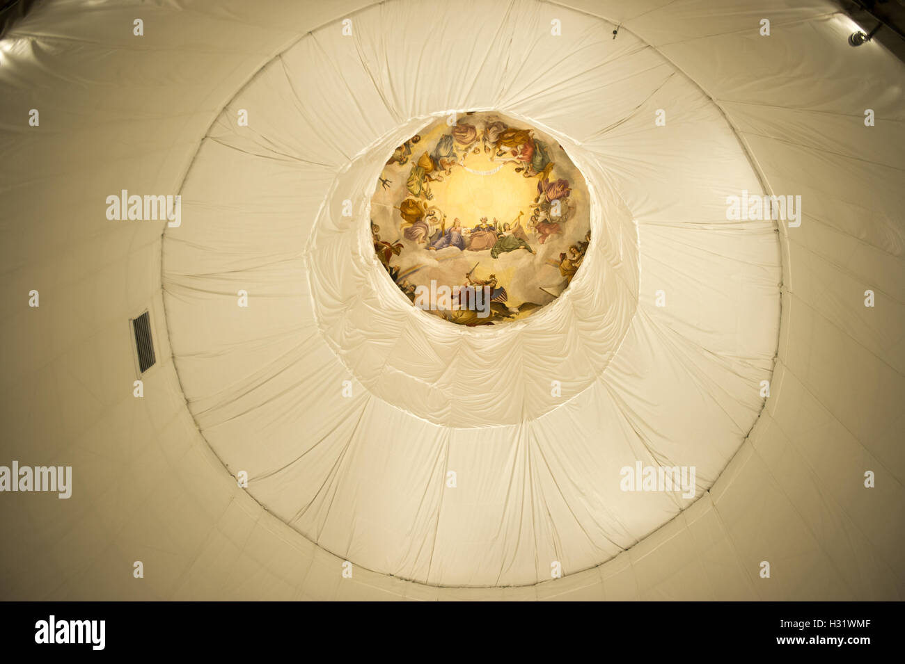 Renovation tenting around the Capitol Rotunda ceiling in Washington DC ...