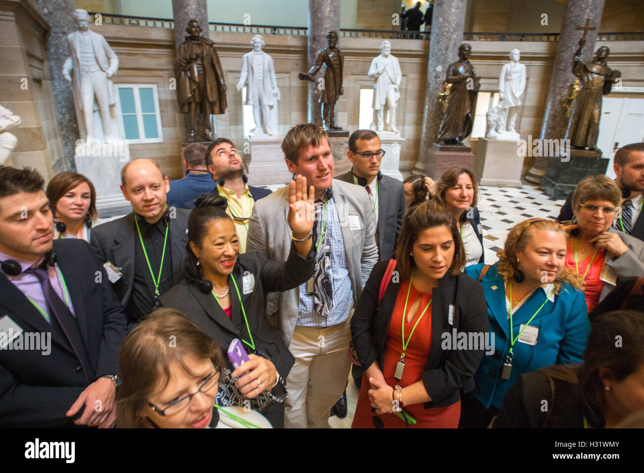 Students inside Statuary Hall in the US capitol in Washington, DC Stock ...