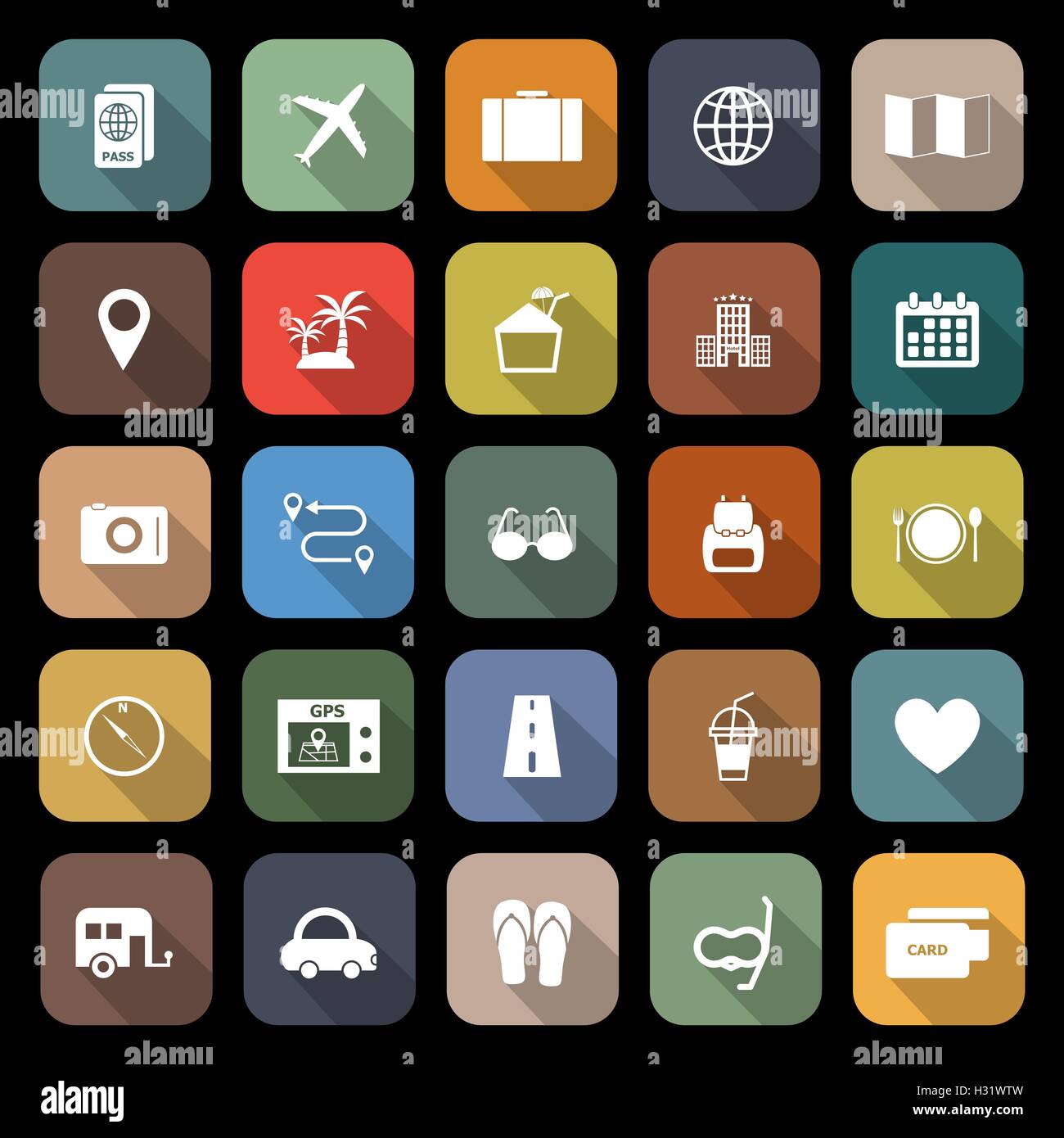 Trip flat icons with long shadow, stock vector Stock Vector Image & Art ...