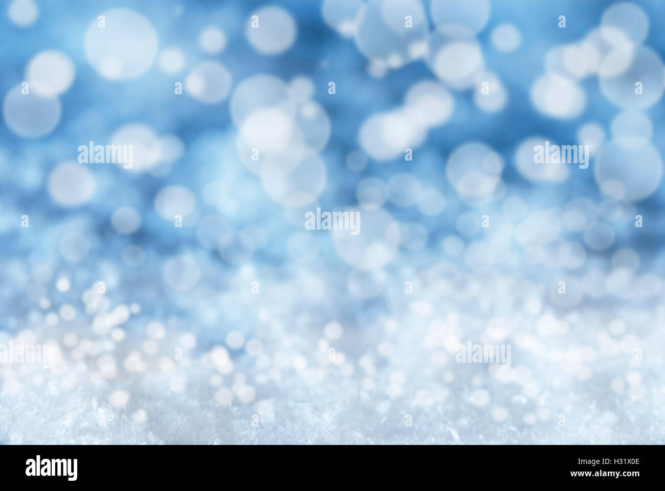 Blue Christmas Background With Bokeh And Snow Stock Photo - Alamy