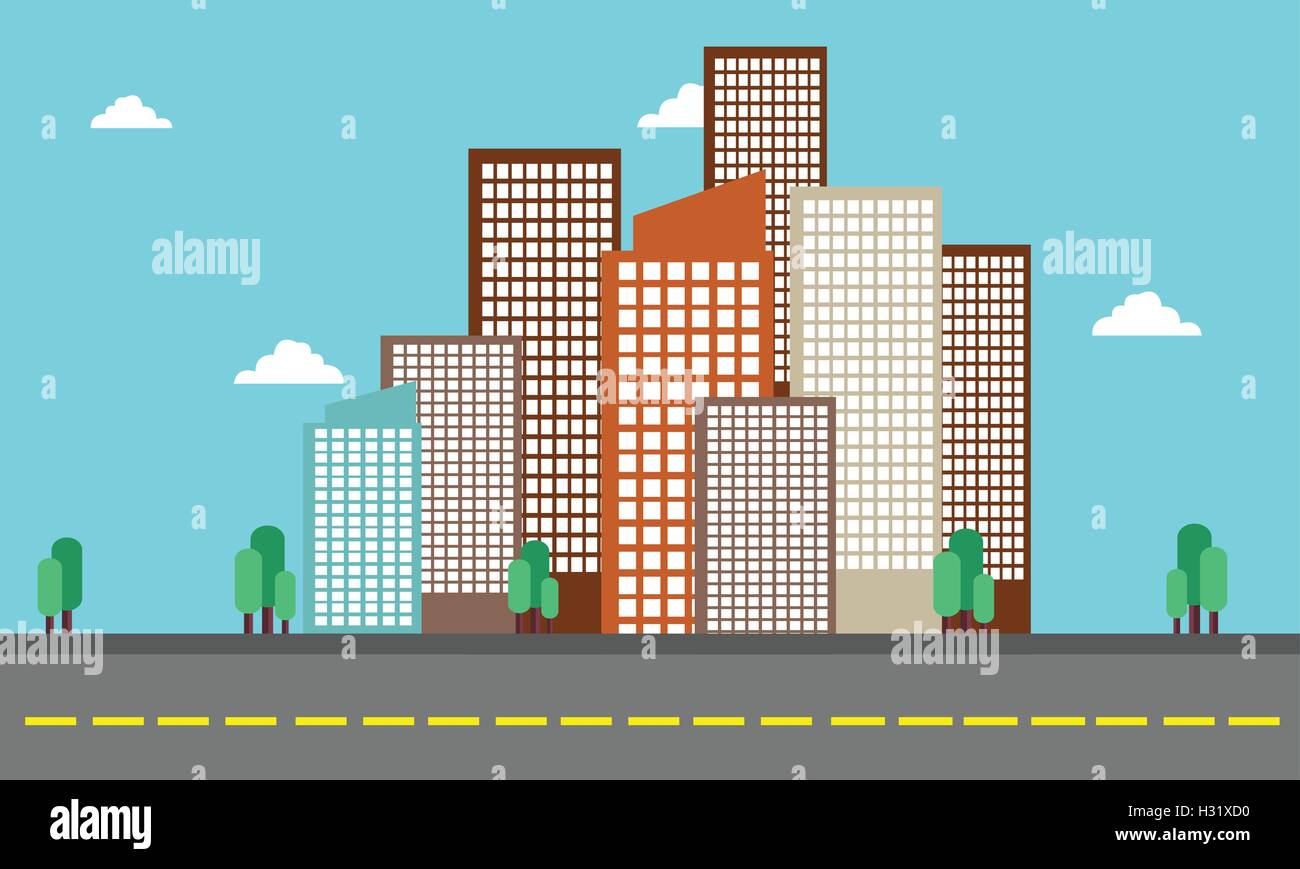City building landscape skyline of vector Stock Vector Image & Art - Alamy