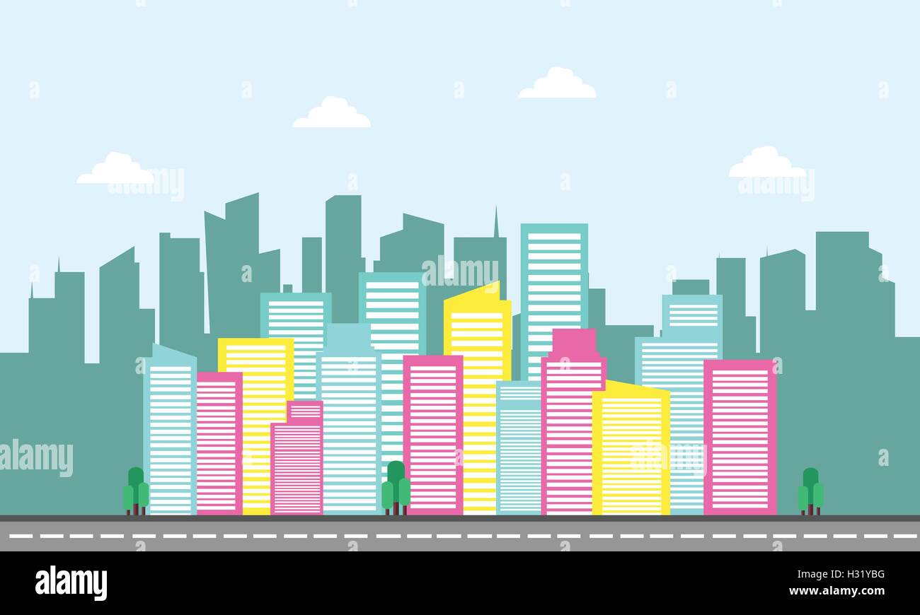 Backgrounds city landscape vector flat Stock Vector Image & Art - Alamy