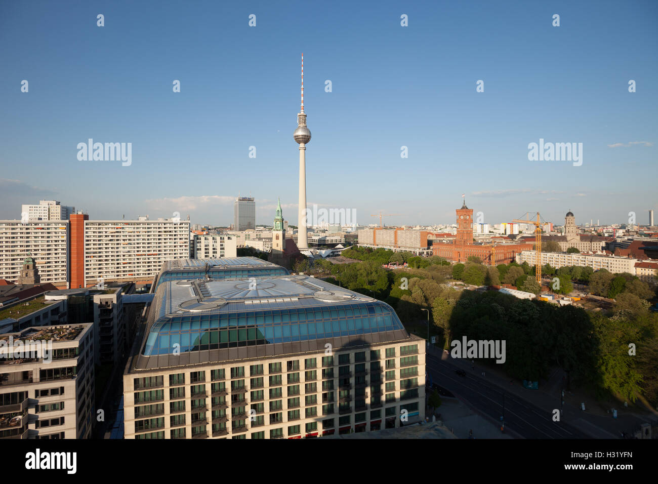 Aerial view of fernsehturm berlin and alexanderplatz hi-res stock ...