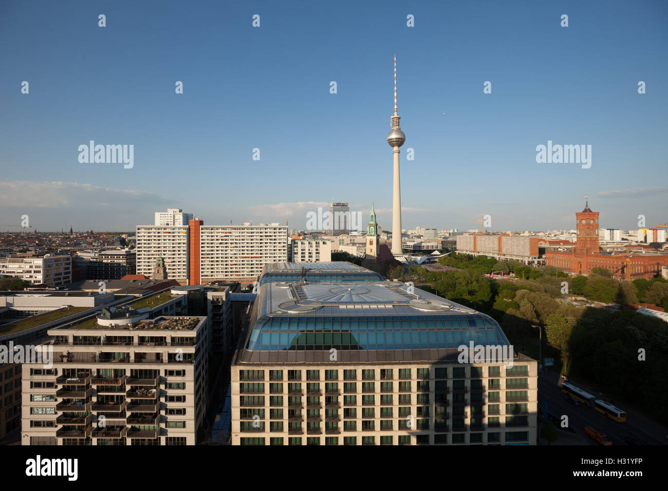 Aerial view of fernsehturm berlin and alexanderplatz hi-res stock photography and images - Alamy