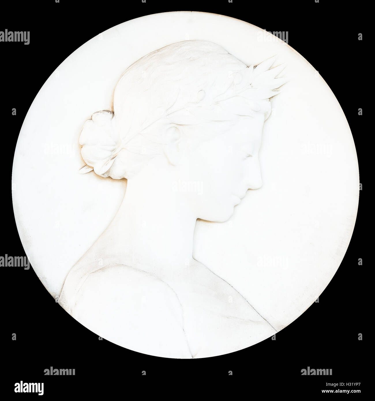 Antique cameo with ladies face. Black background Stock Photo - Alamy