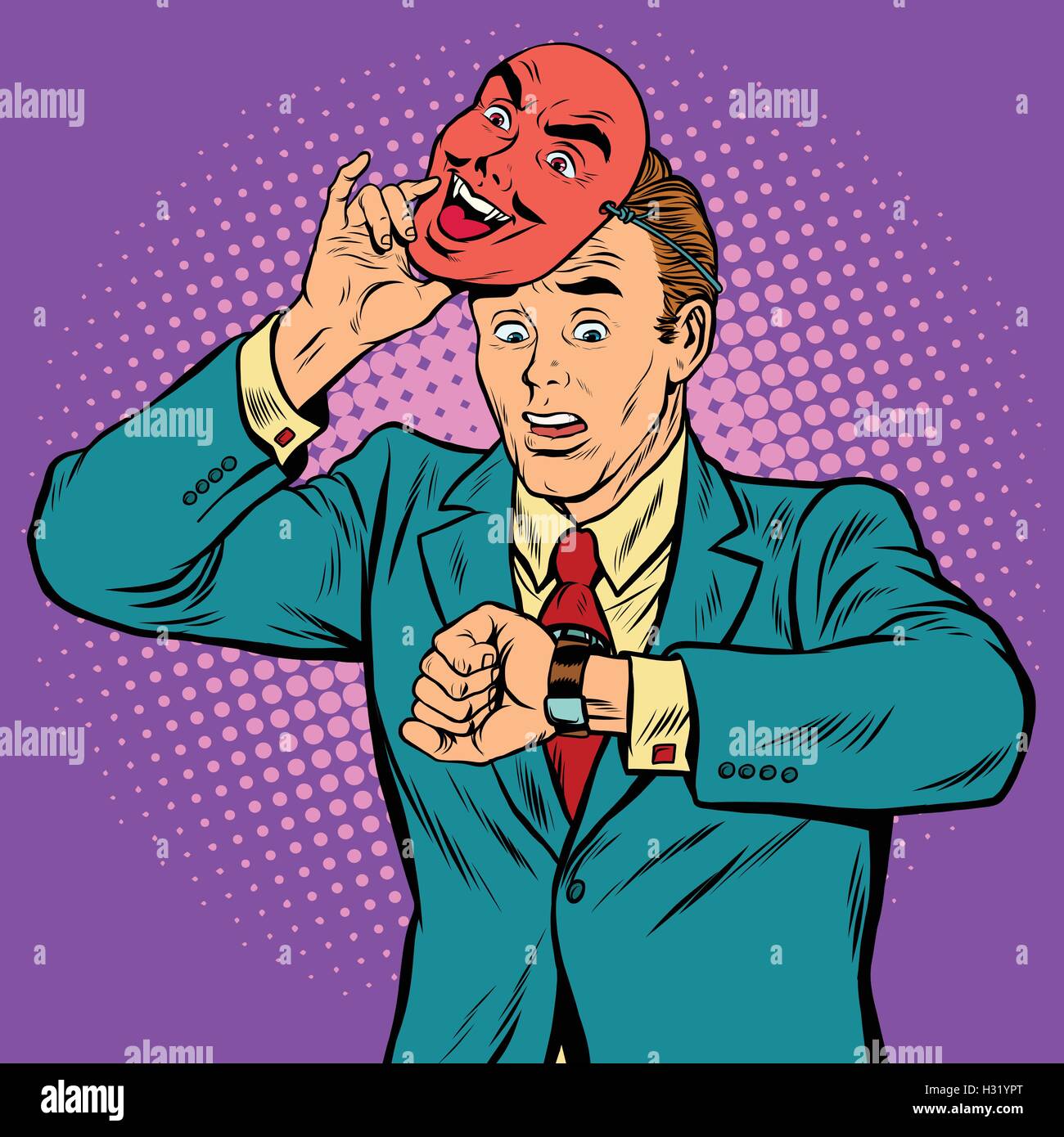 Cartoon man looking at watch hi-res stock photography and images - Alamy