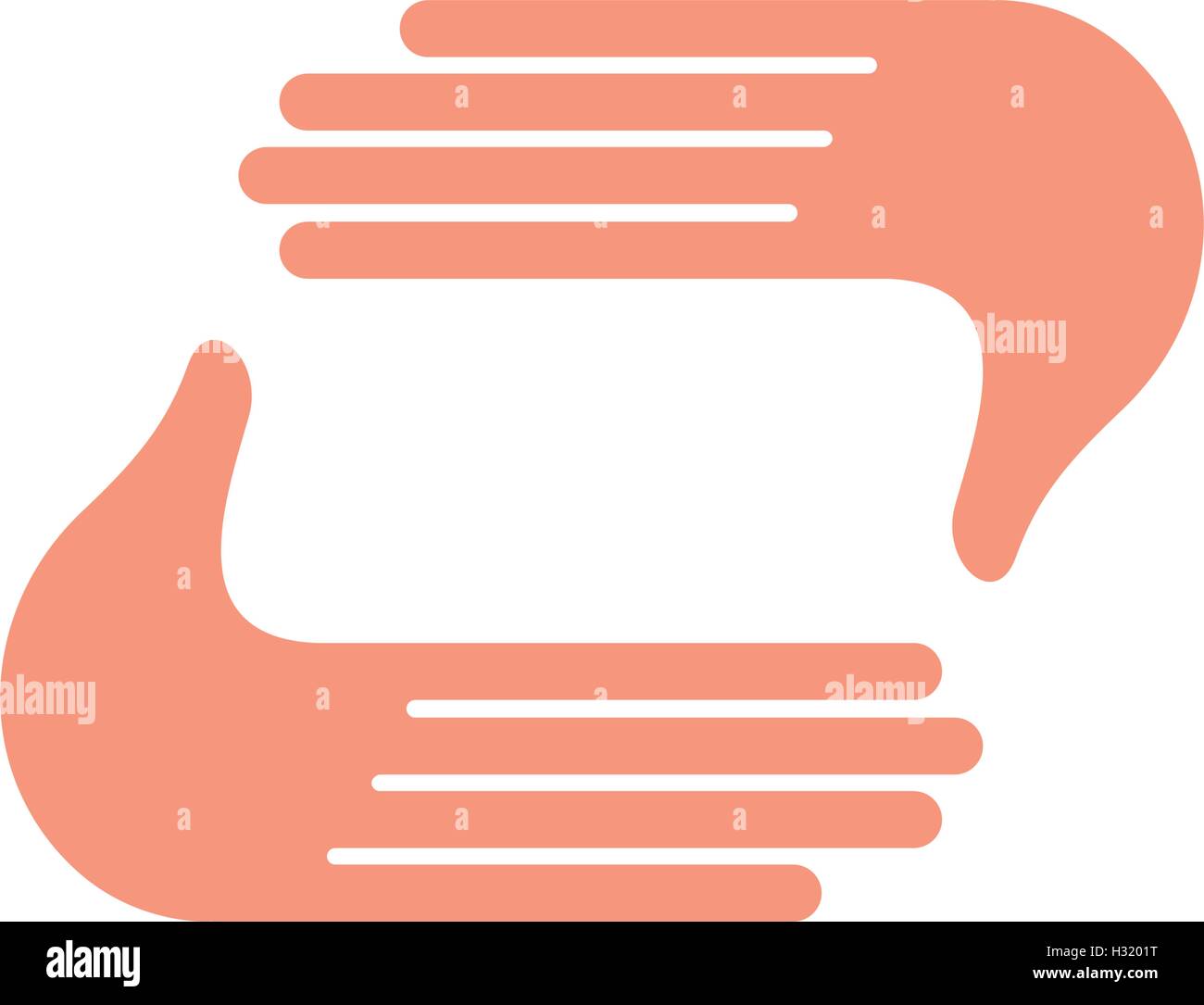 Isolated abstract beige color human hands round shape logo. Hands frame ...