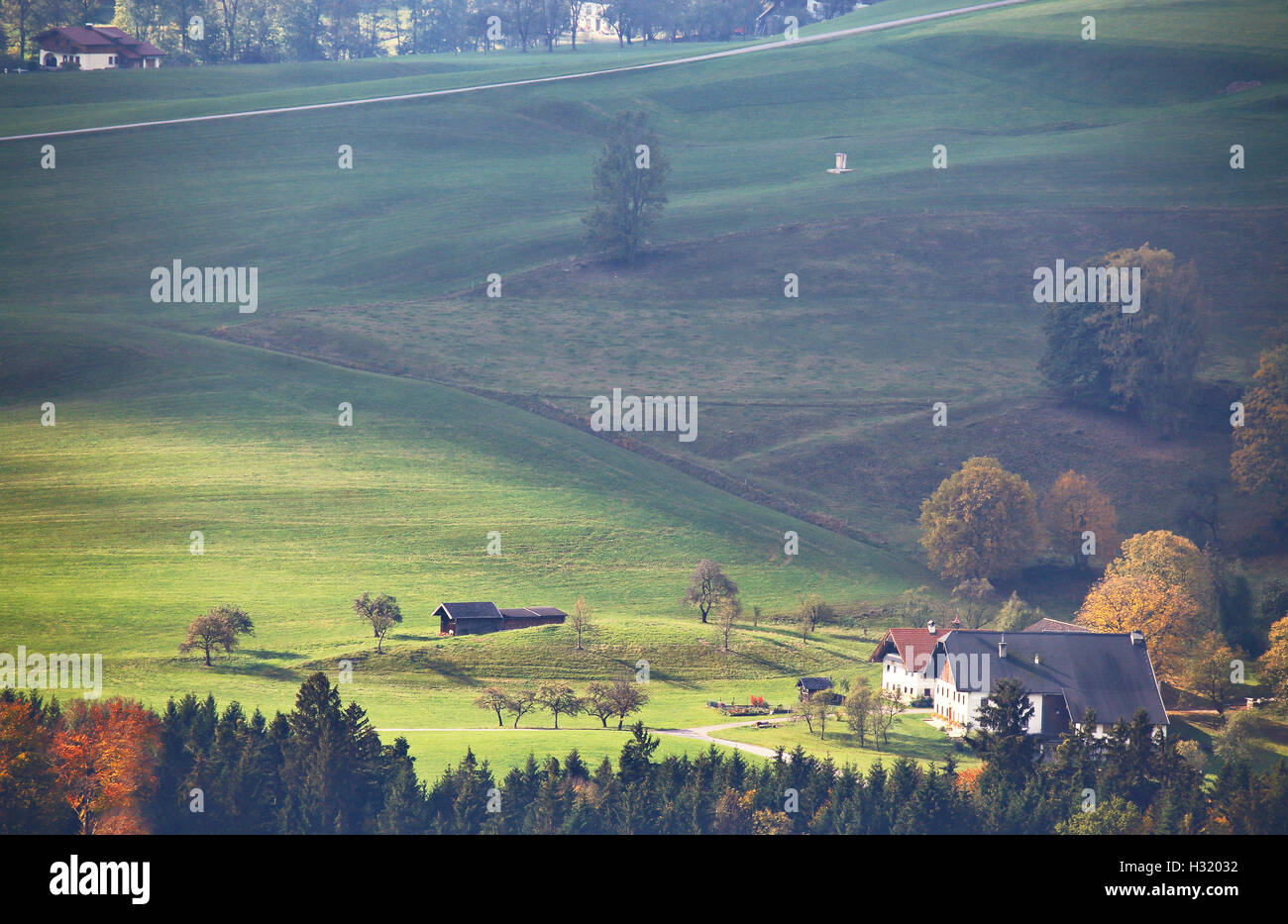 Sunny October day in Austria. Autumn in Alpine mountains Stock Photo ...