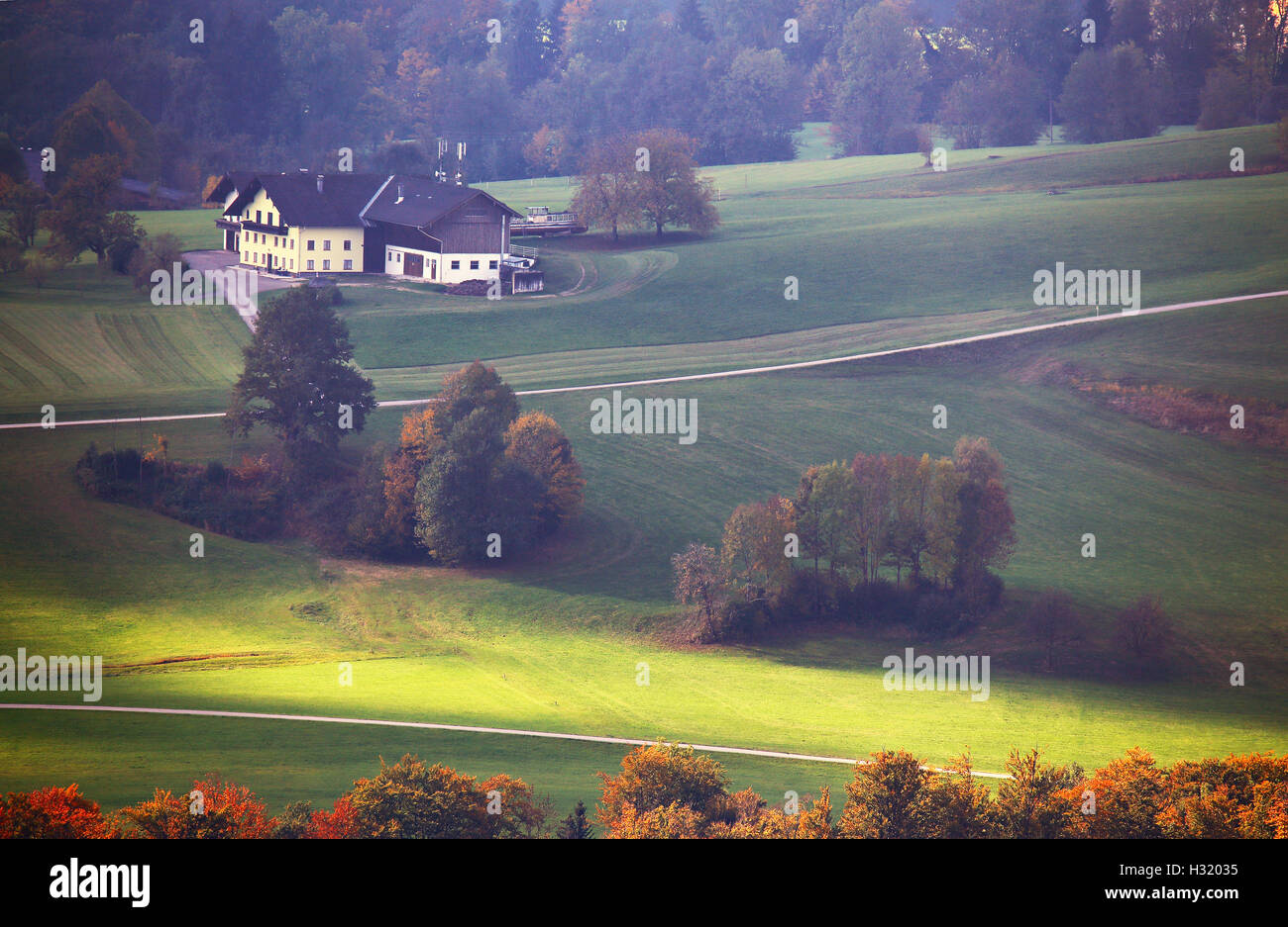 Sunny October day in Austria. Autumn in Alpine mountains Stock Photo ...
