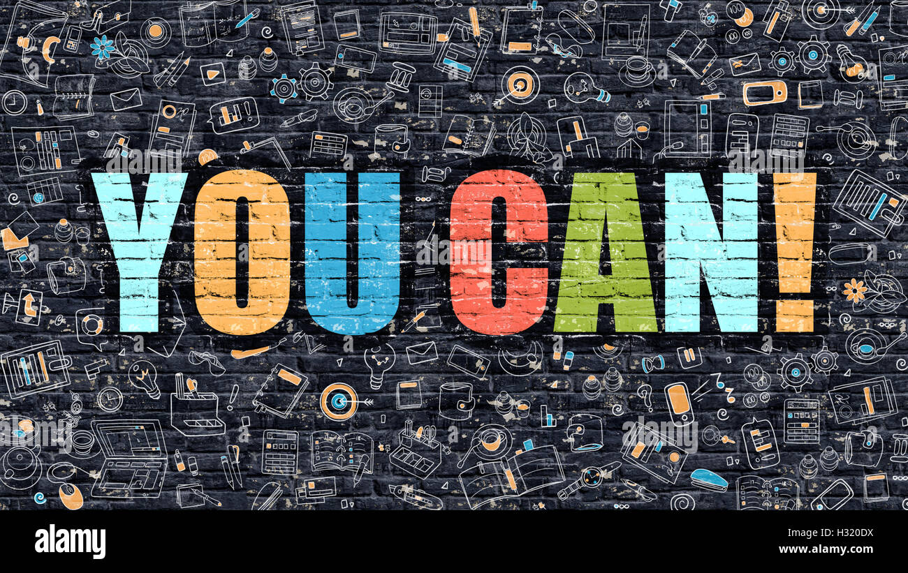 You Can Concept. Multicolor on Dark Brickwall Stock Photo - Alamy