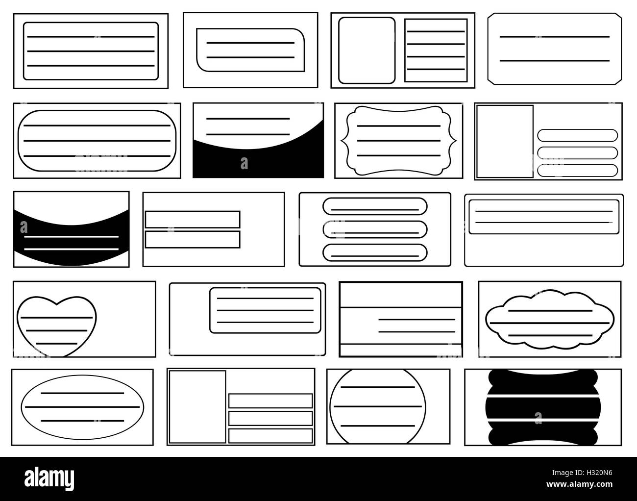 Set of different school notebook labels Stock Photo - Alamy