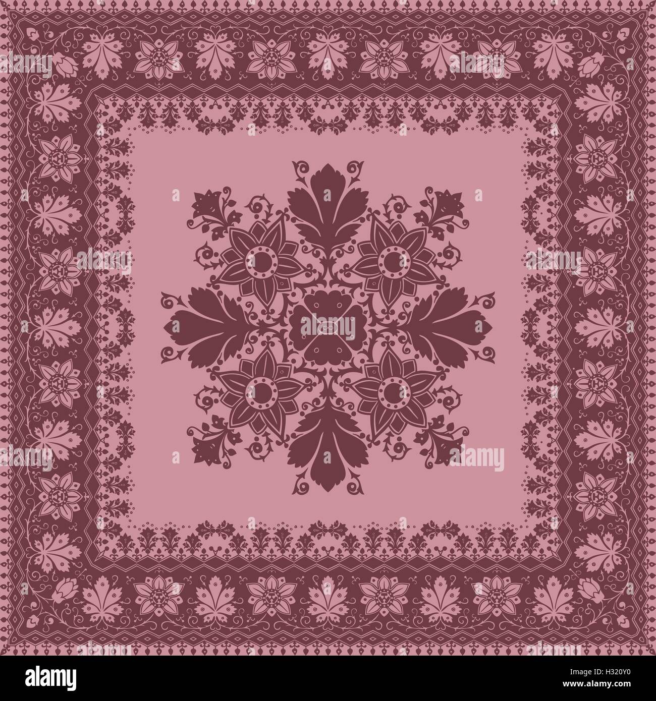 Vector abstract frame ethnic shawl floral pattern design for background ...