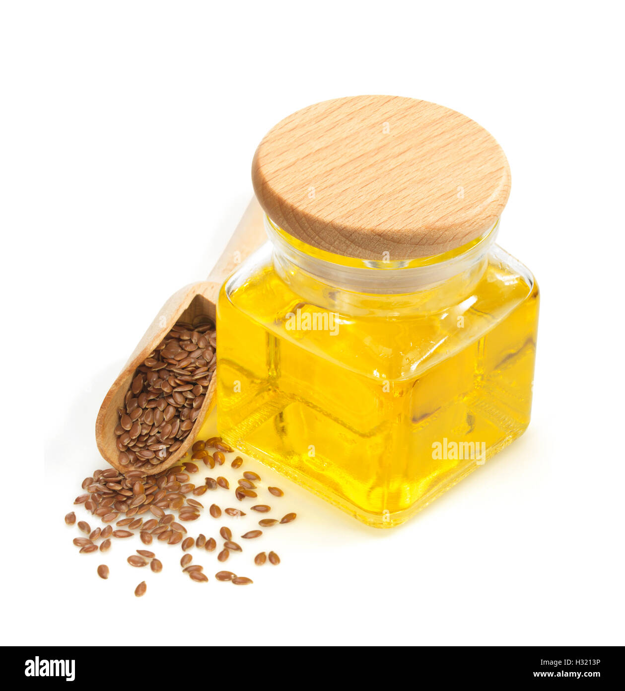 linseed oil in bottle isolated on white background Stock Photo - Alamy
