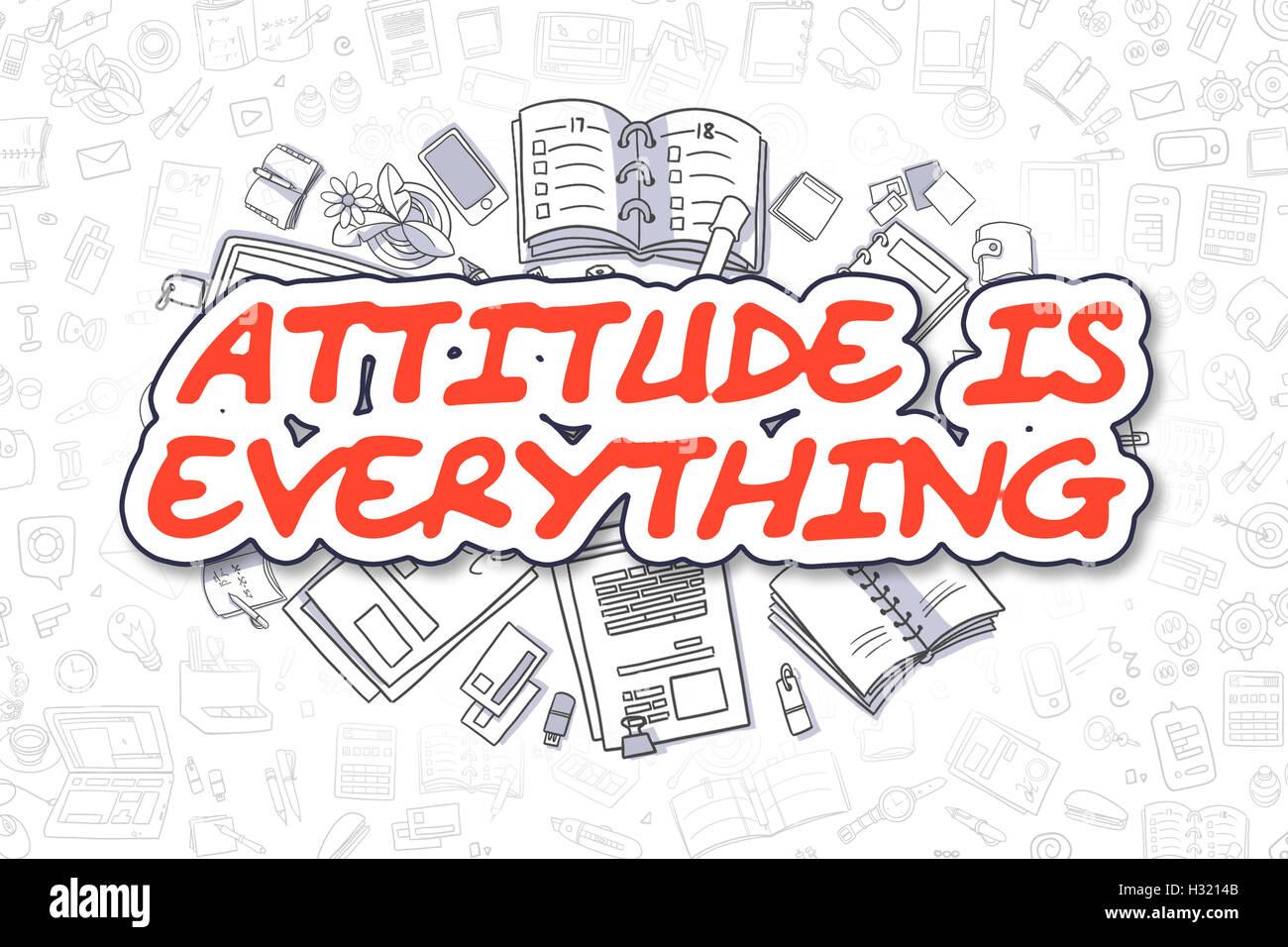 Attitude Is Everything - Doodle Red Word. Business Concept Stock Photo ...