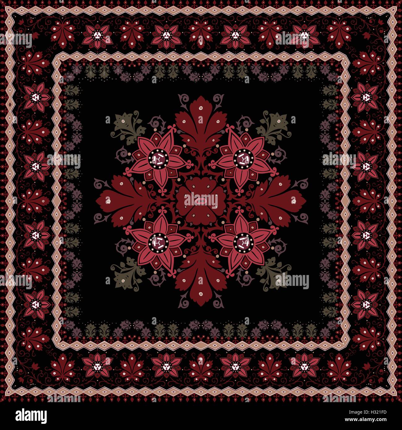 Vector abstract ethnic shawl floral pattern design for background or ...