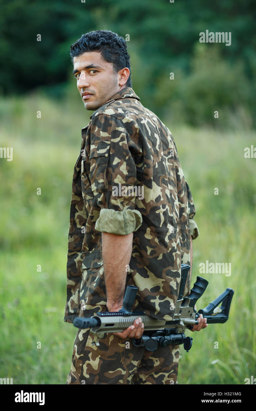 Portrait hunter man shotgun hi-res stock photography and images - Alamy