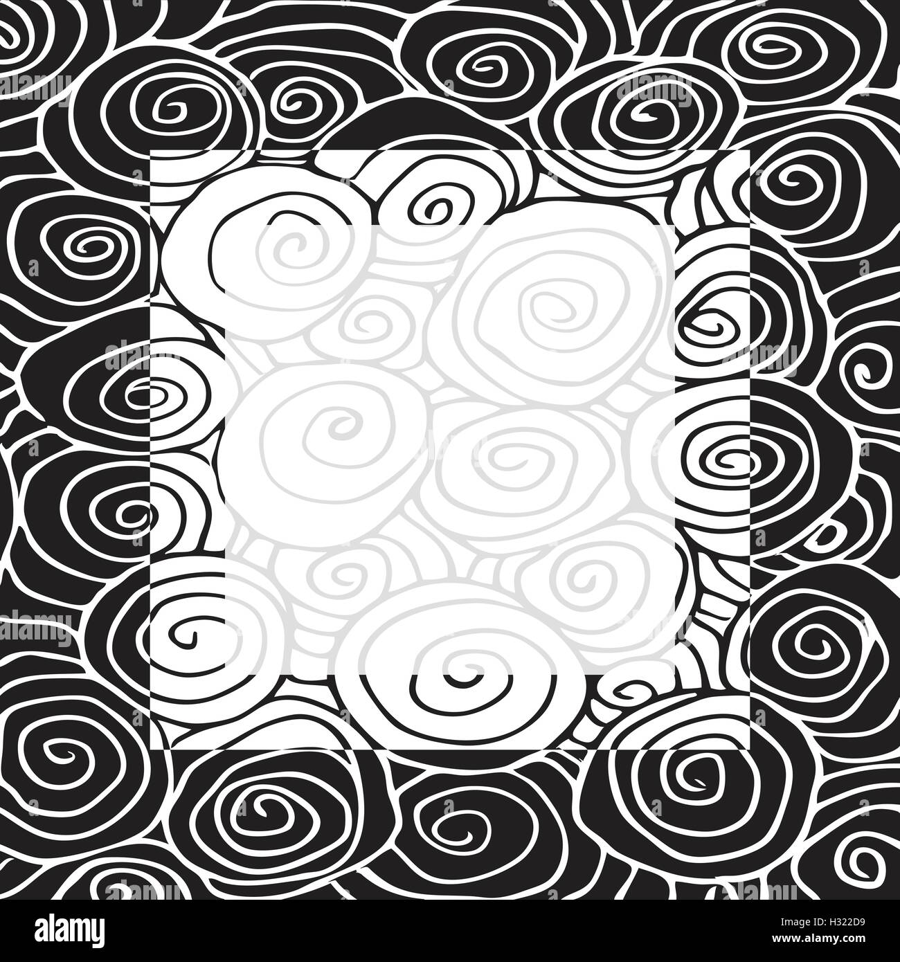 Wave hand-drawn pattern, waves frame square abstract background curled ...