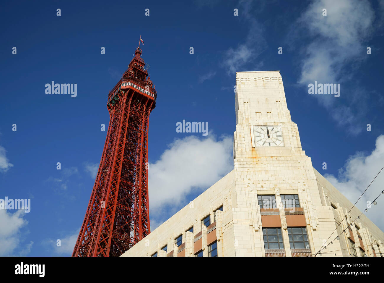 Blackpool Tower and Original Woolworth Cafe Building -1 Stock Photo - Alamy
