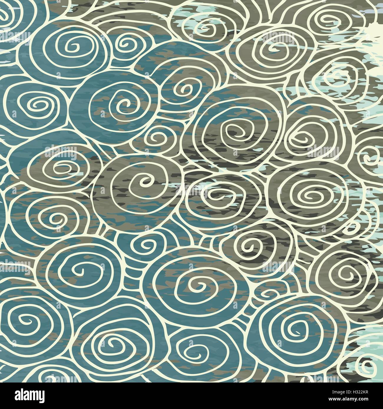 Seamless wave hand-drawn pattern, waves abstract background curled ...