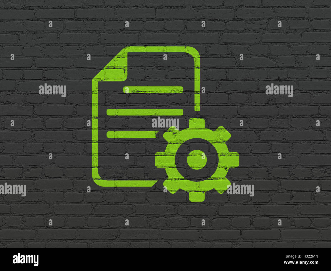 Programming concept: Gear on wall background Stock Photo - Alamy