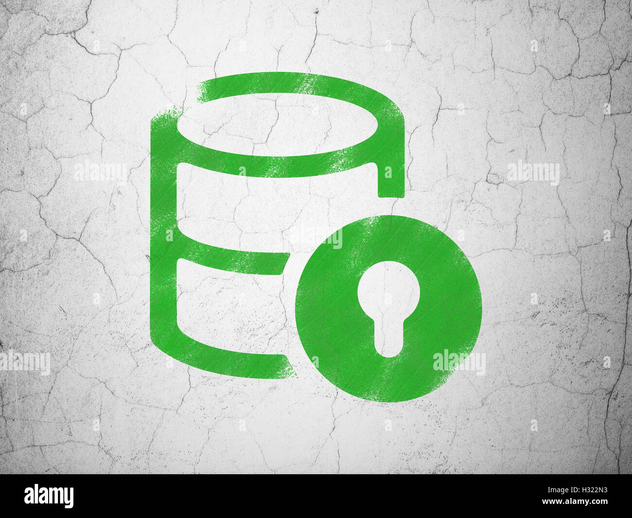 Software concept: Database With Lock on wall background Stock Photo - Alamy