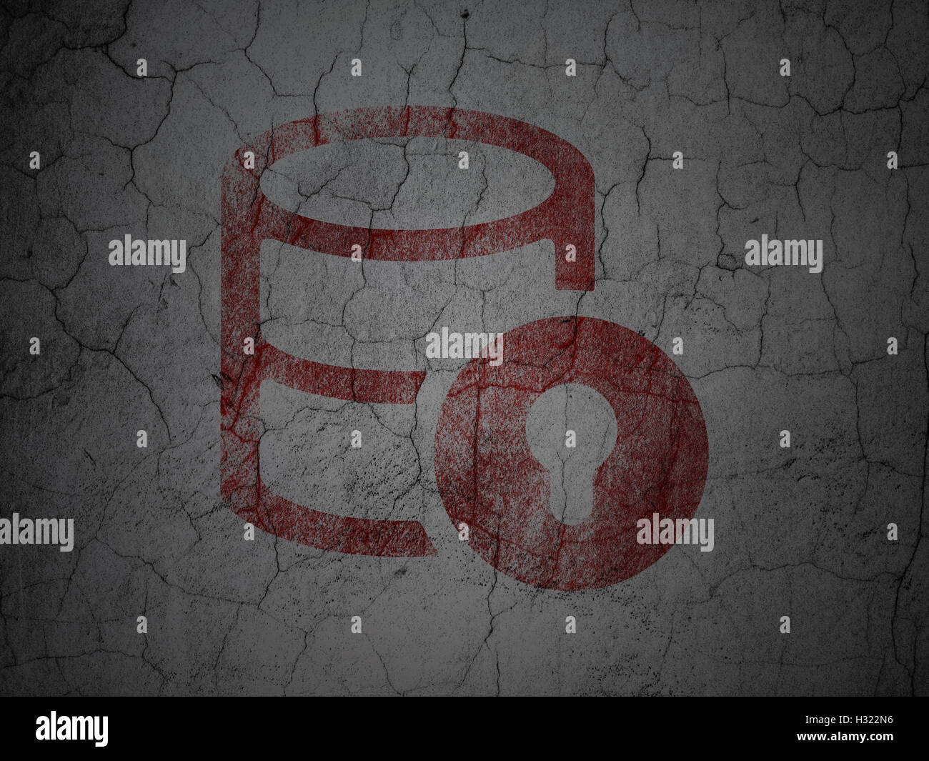 Programming concept: Database With Lock on grunge wall background Stock ...