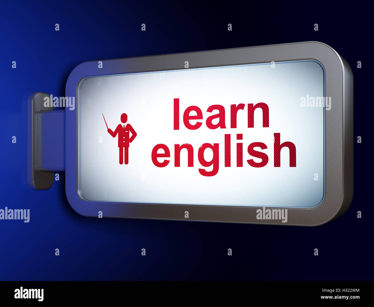 Learning concept: Learn English and Teacher on billboard background ...
