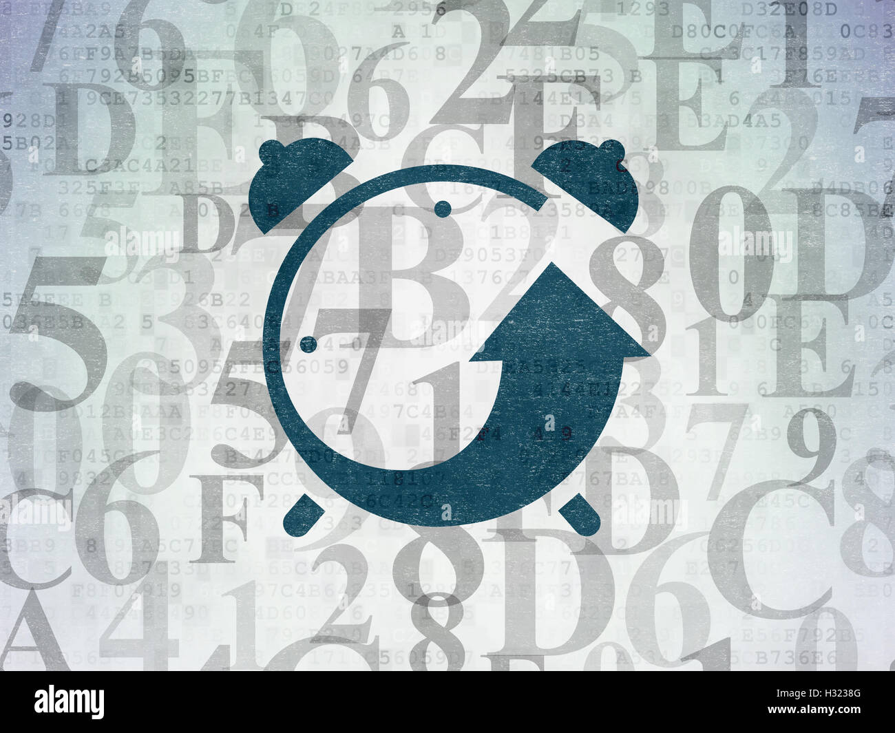 Time concept: Alarm Clock on Digital Data Paper background Stock Photo - Alamy