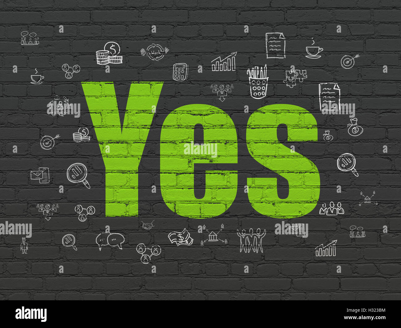 Business concept: Yes on wall background Stock Photo - Alamy