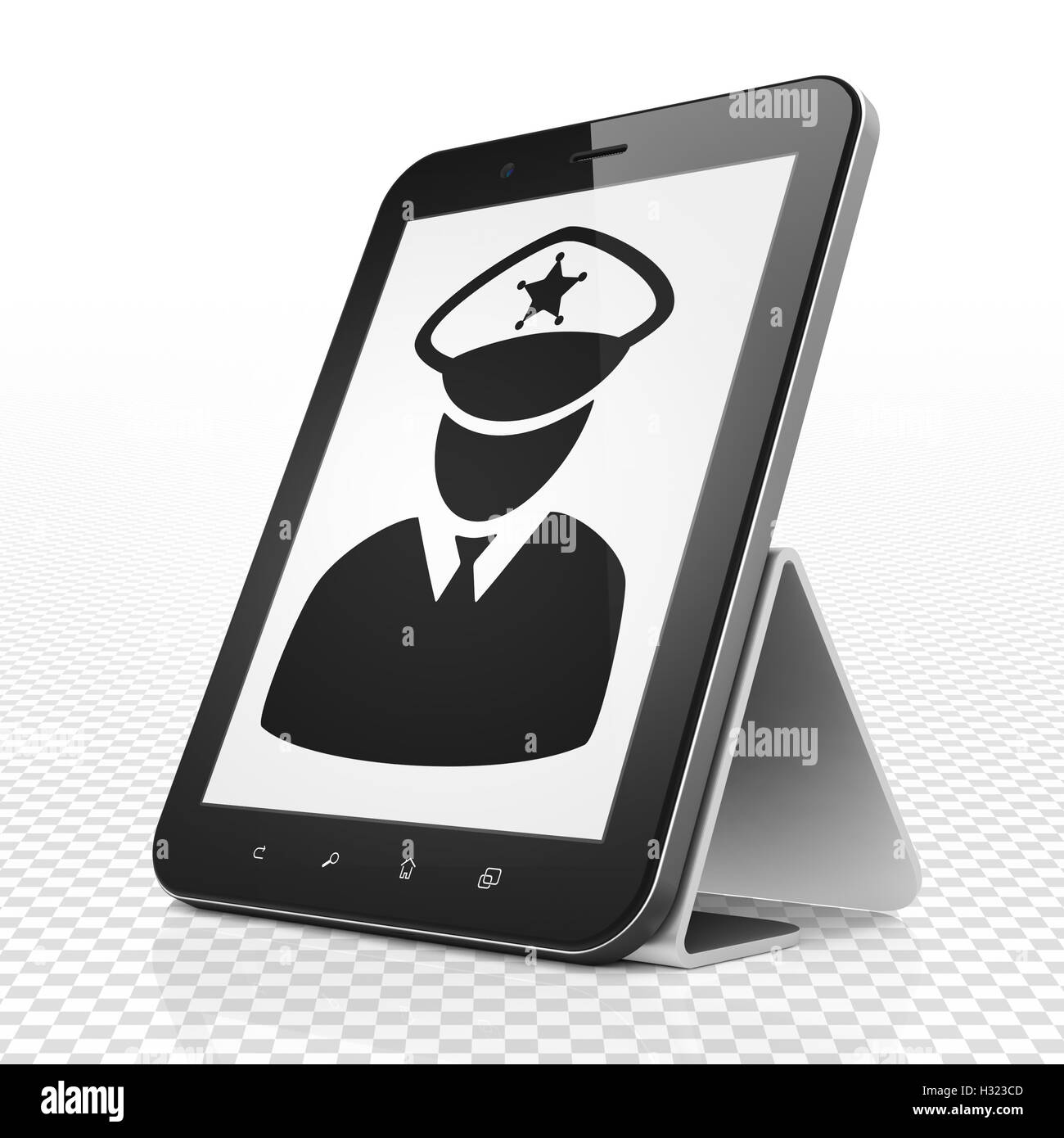 Safety concept: Tablet Computer with Police on display Stock Photo - Alamy