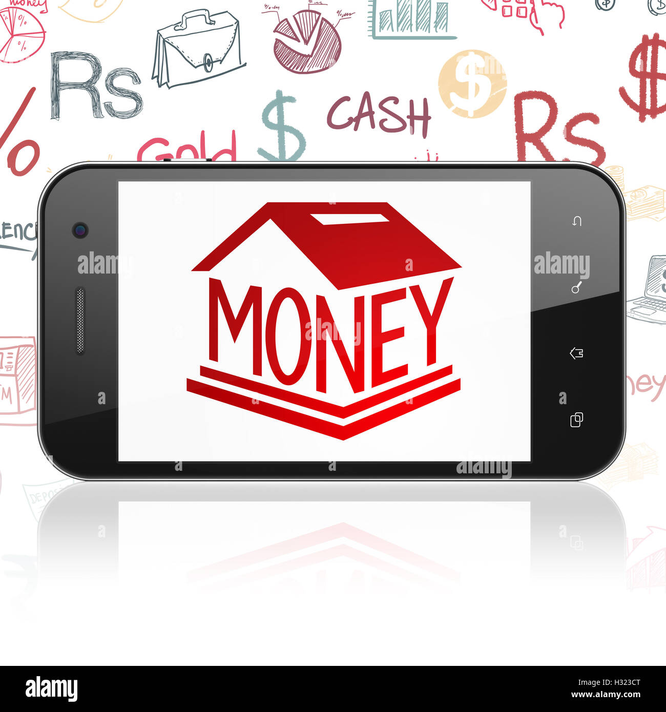 Currency concept: Smartphone with Money Box on display Stock Photo - Alamy