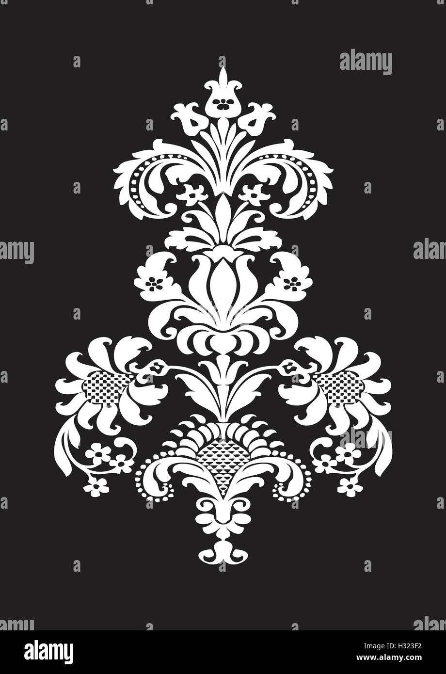 Vector stylized floral design element with white flower and lush bloom ...