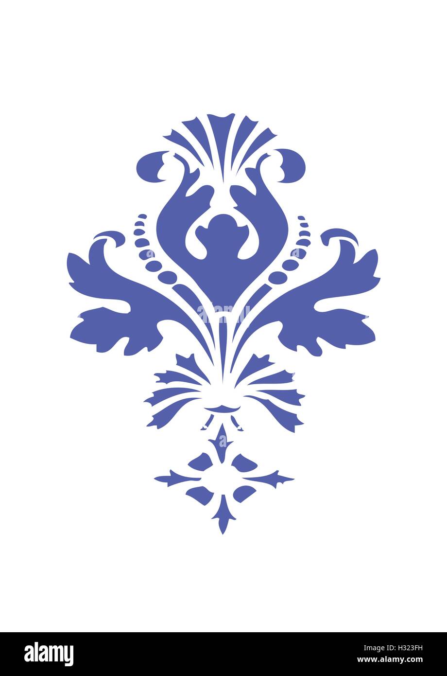 Vector stylized floral design element with blue flower and lush bloom ...