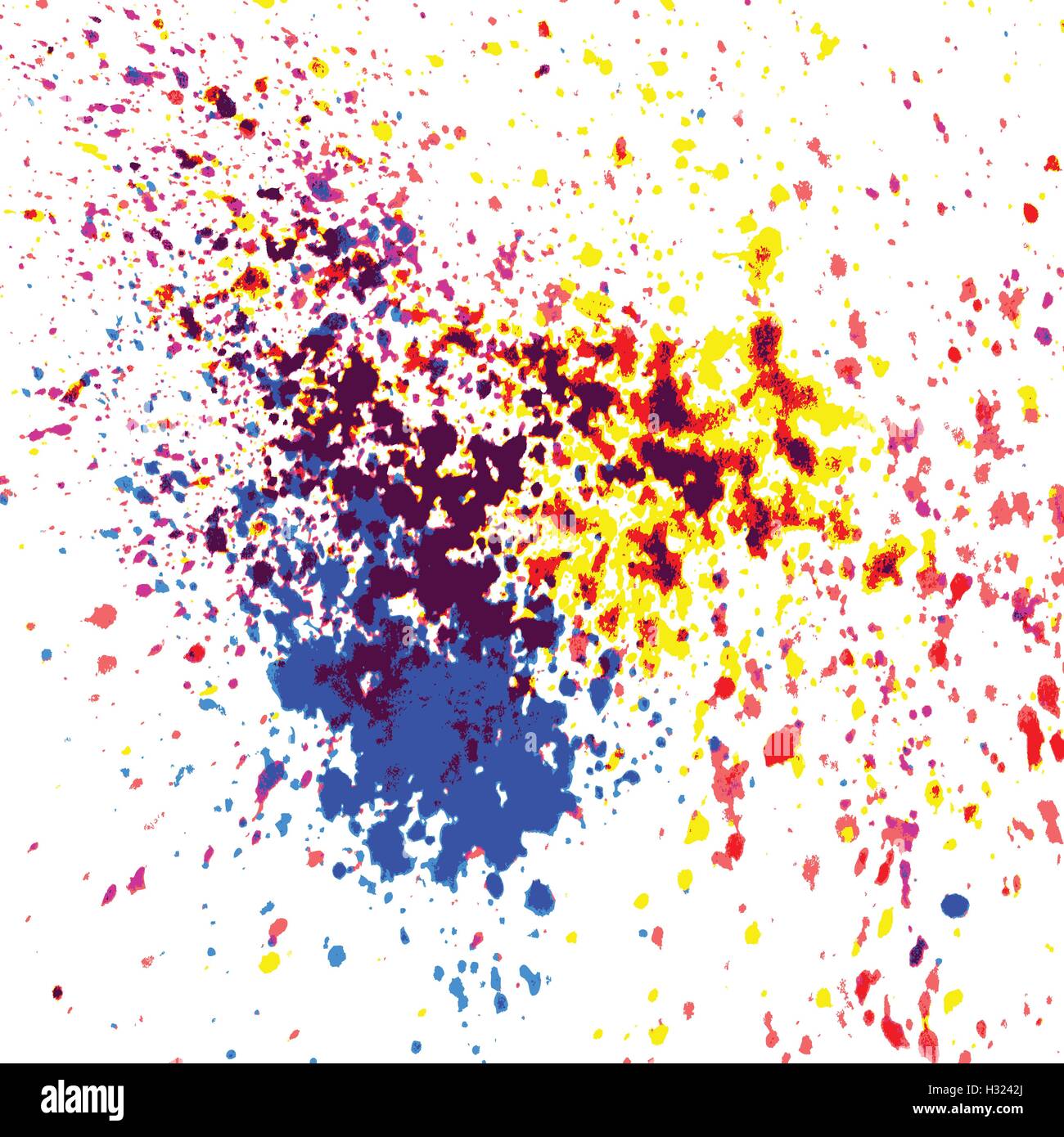 Neon Paint Splatters On White