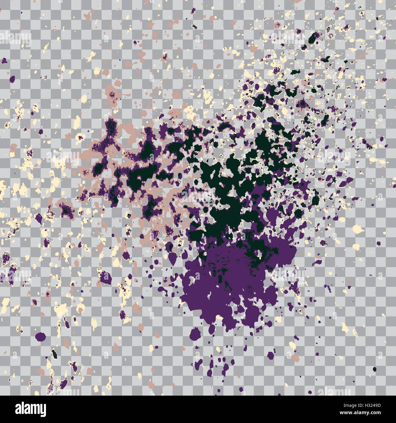 Colorful explosion of paint splatter. Isolated on transparent gray ...