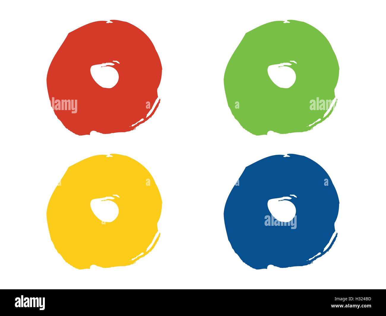 Colorful round paint stains, set isolated illustration background ...