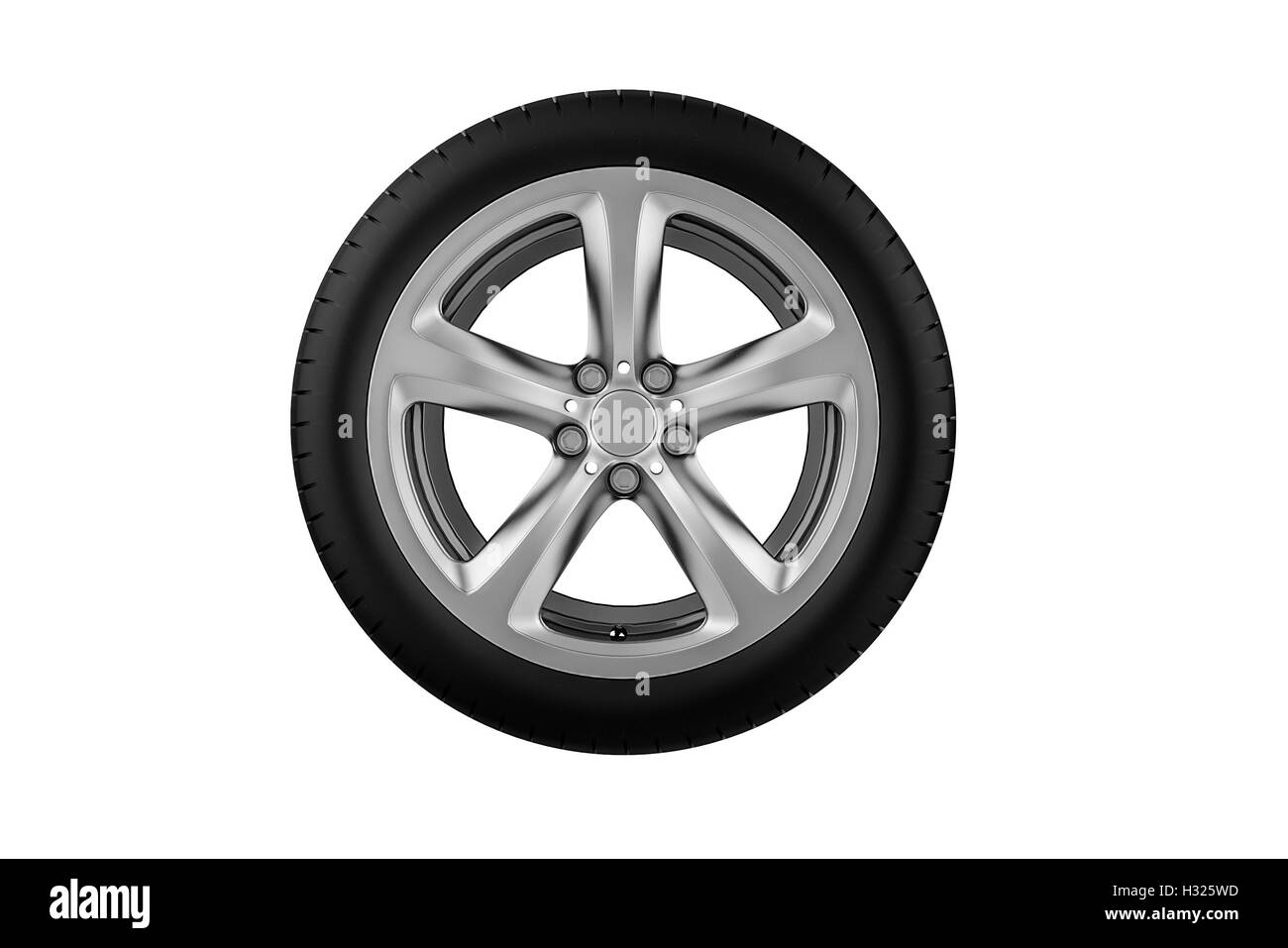 Car wheel. Isolated on white background - 3D render Stock Photo - Alamy
