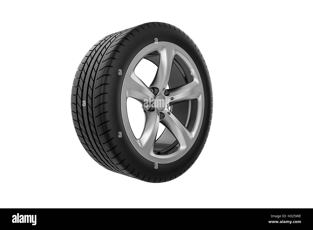 Car wheel. Isolated on white background - 3D render Stock Photo - Alamy