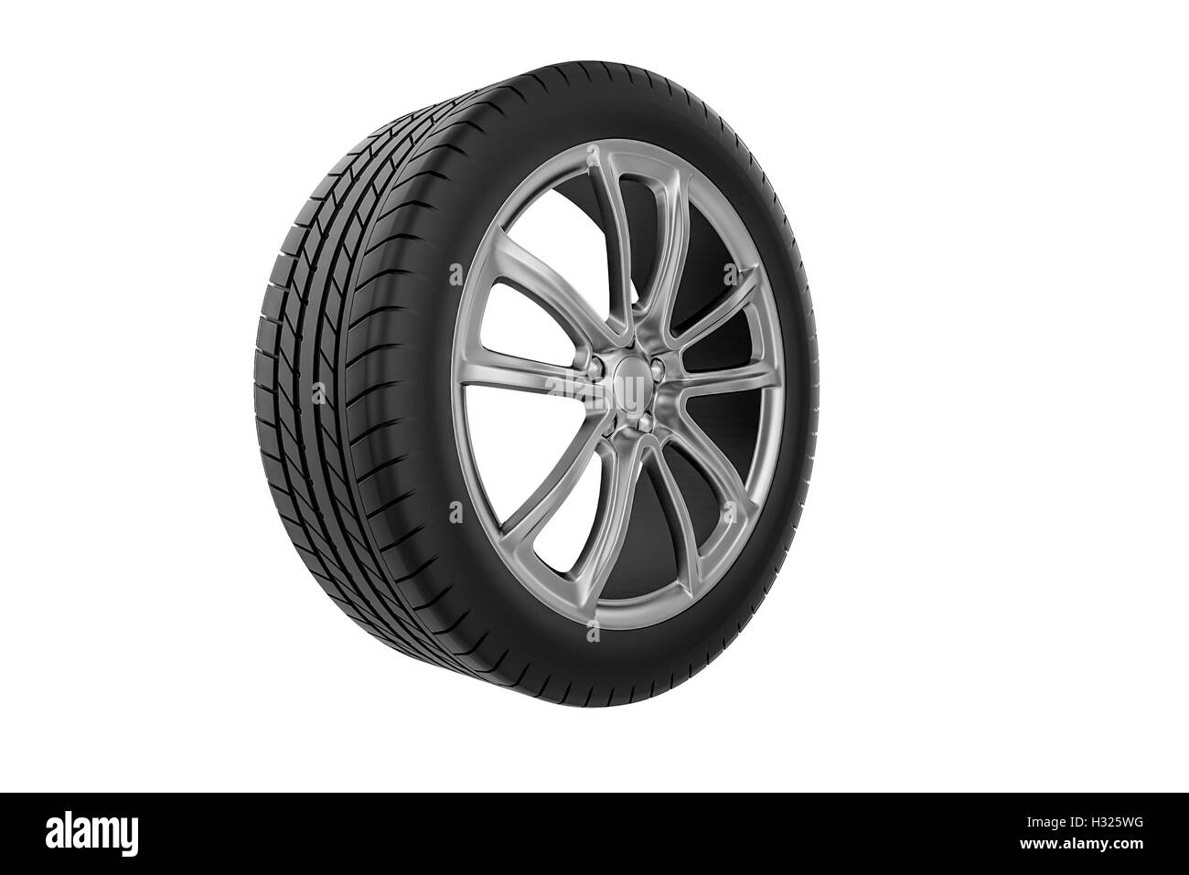 Car wheel. Isolated on white background - 3D render Stock Photo - Alamy