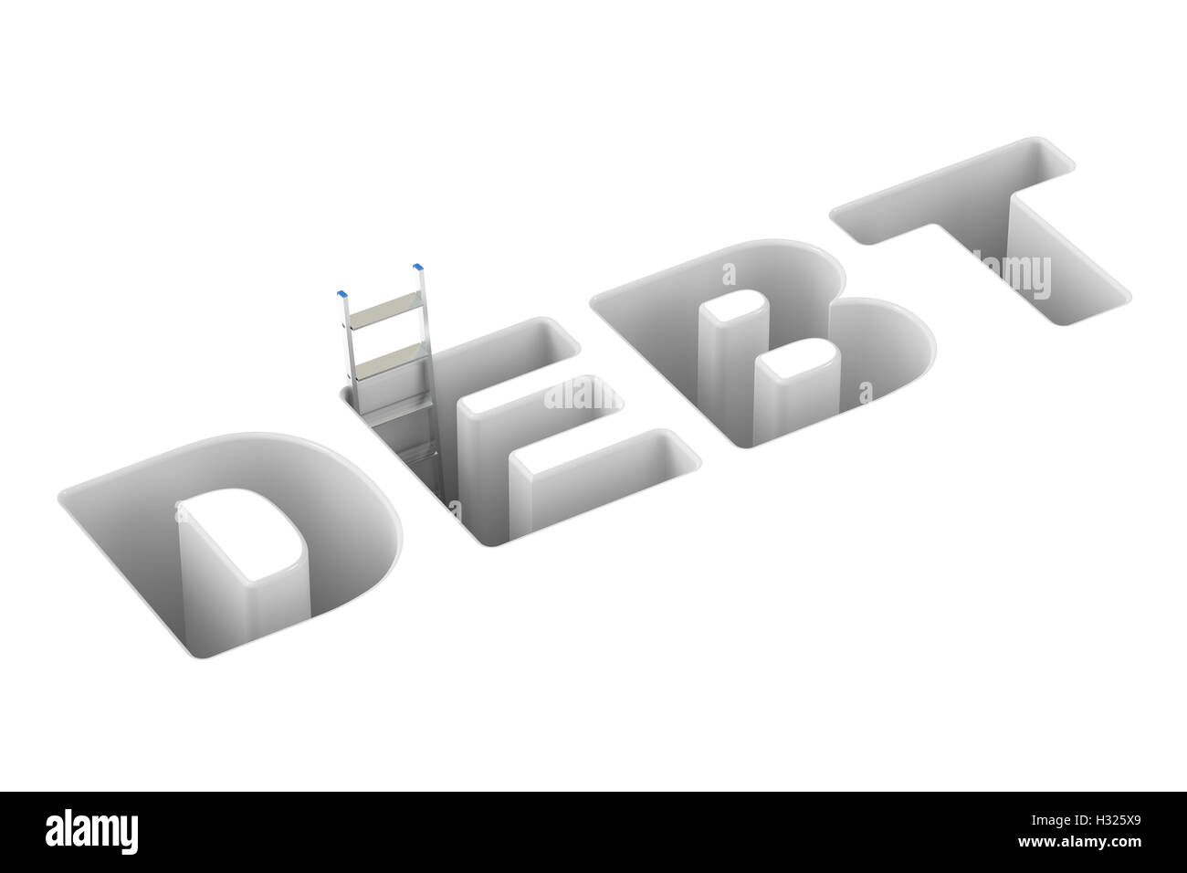 Debt concept, 3D rendering isolated on white background Stock Photo - Alamy