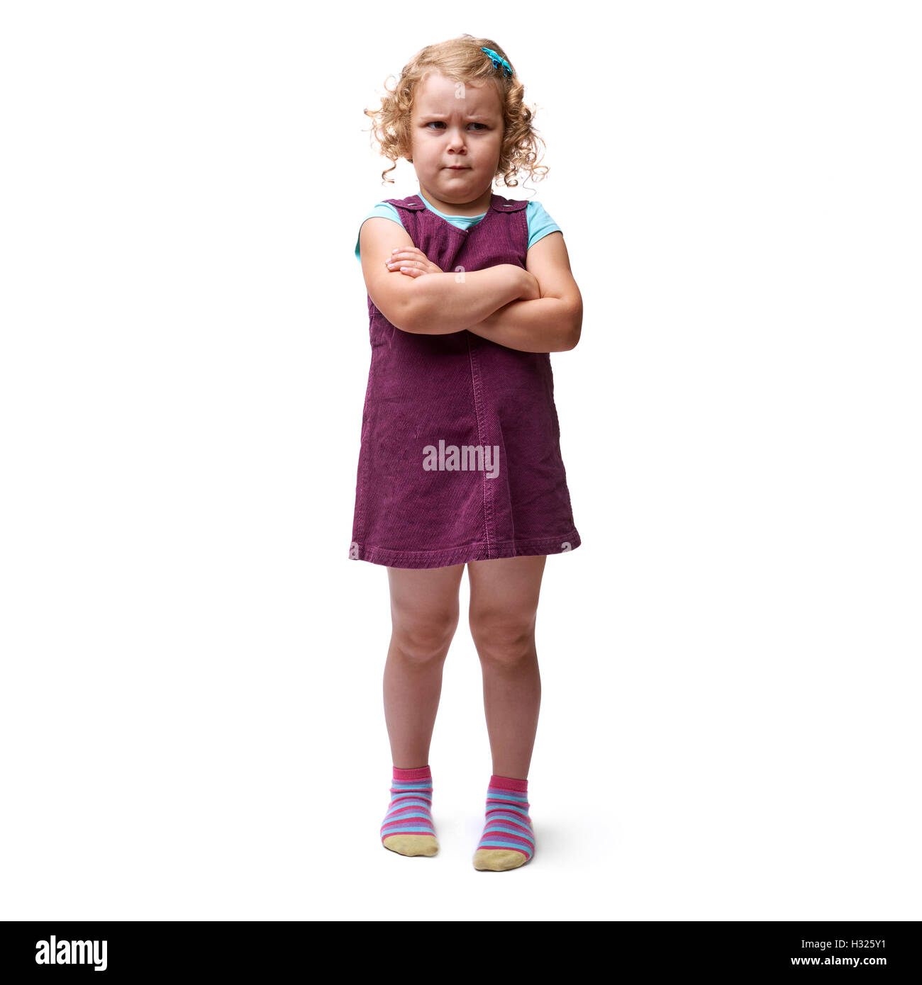 Young little girl standing over isolated white background Stock Photo ...