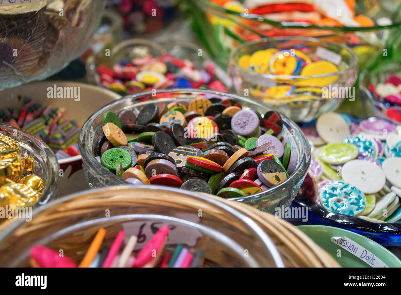 A selection of Buttons inside a buttons shop in the Cardiff Arcades ...