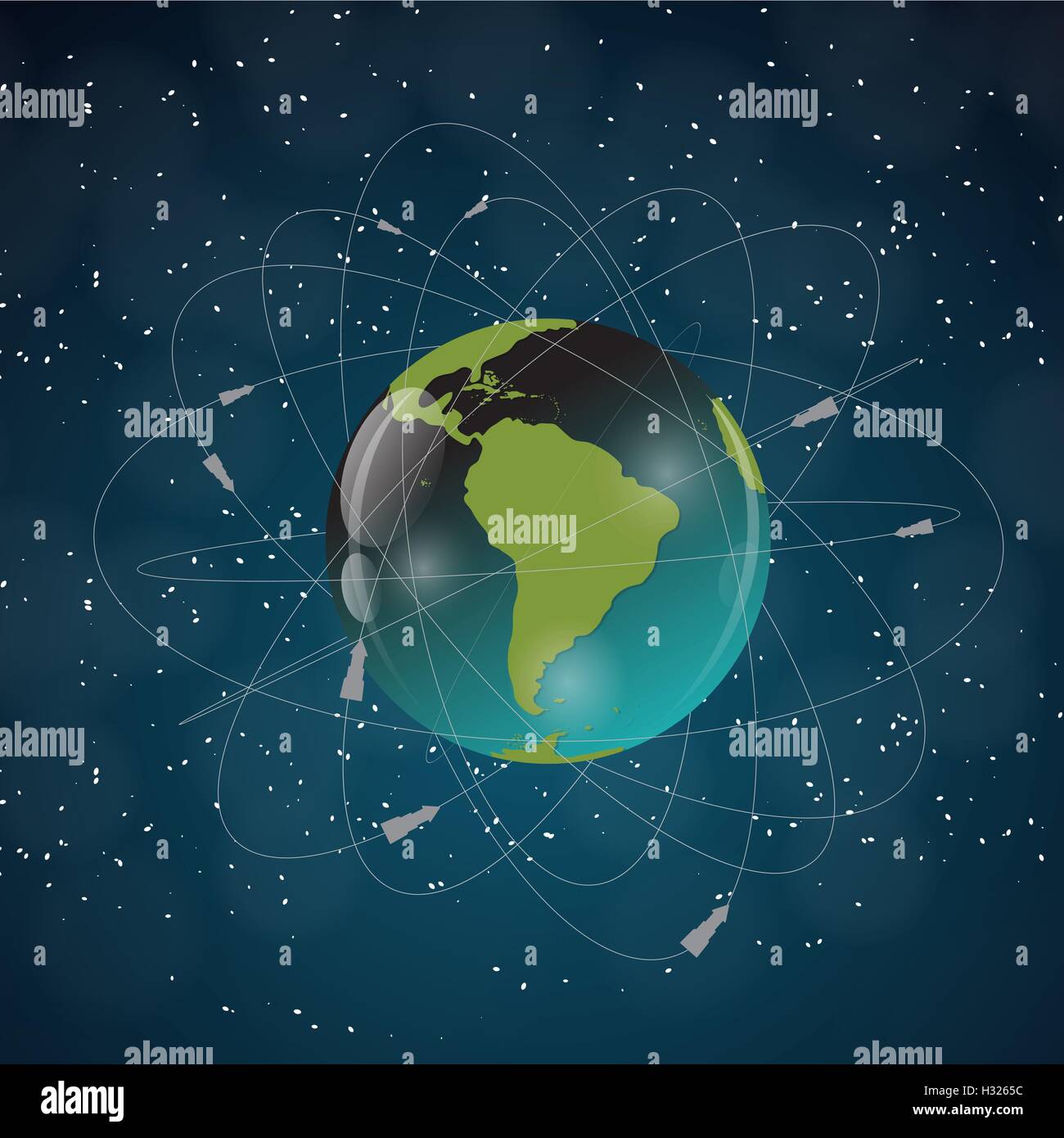 Earth with Satellites. View from Space. Vector Illustration Stock ...