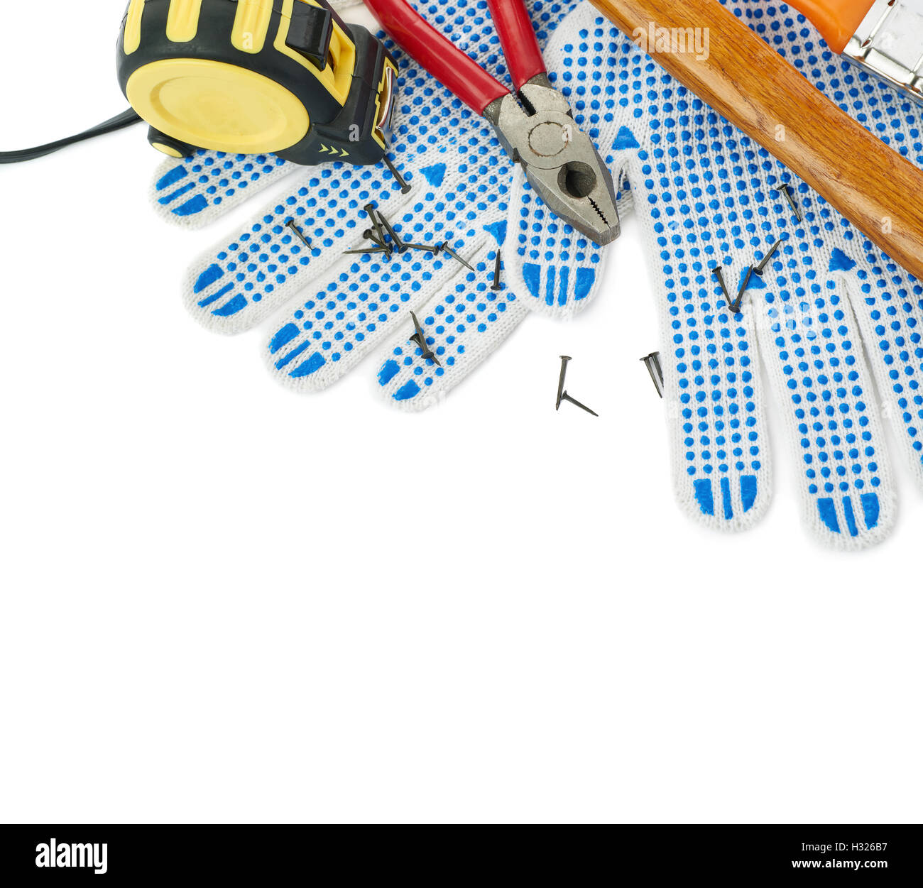 Pile of working tools over isolated white background Stock Photo - Alamy