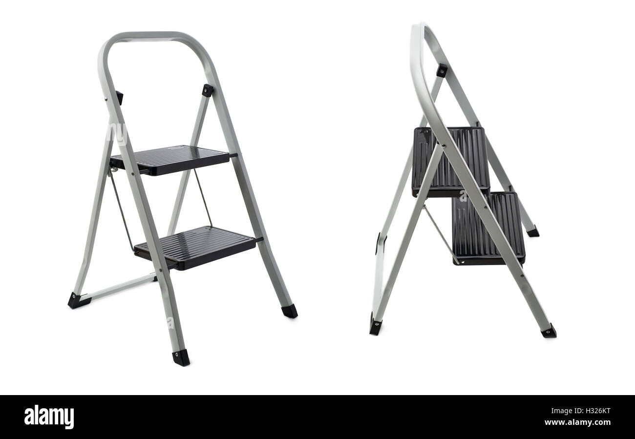 Set of Two steps ladder over isolated white background Stock Photo - Alamy