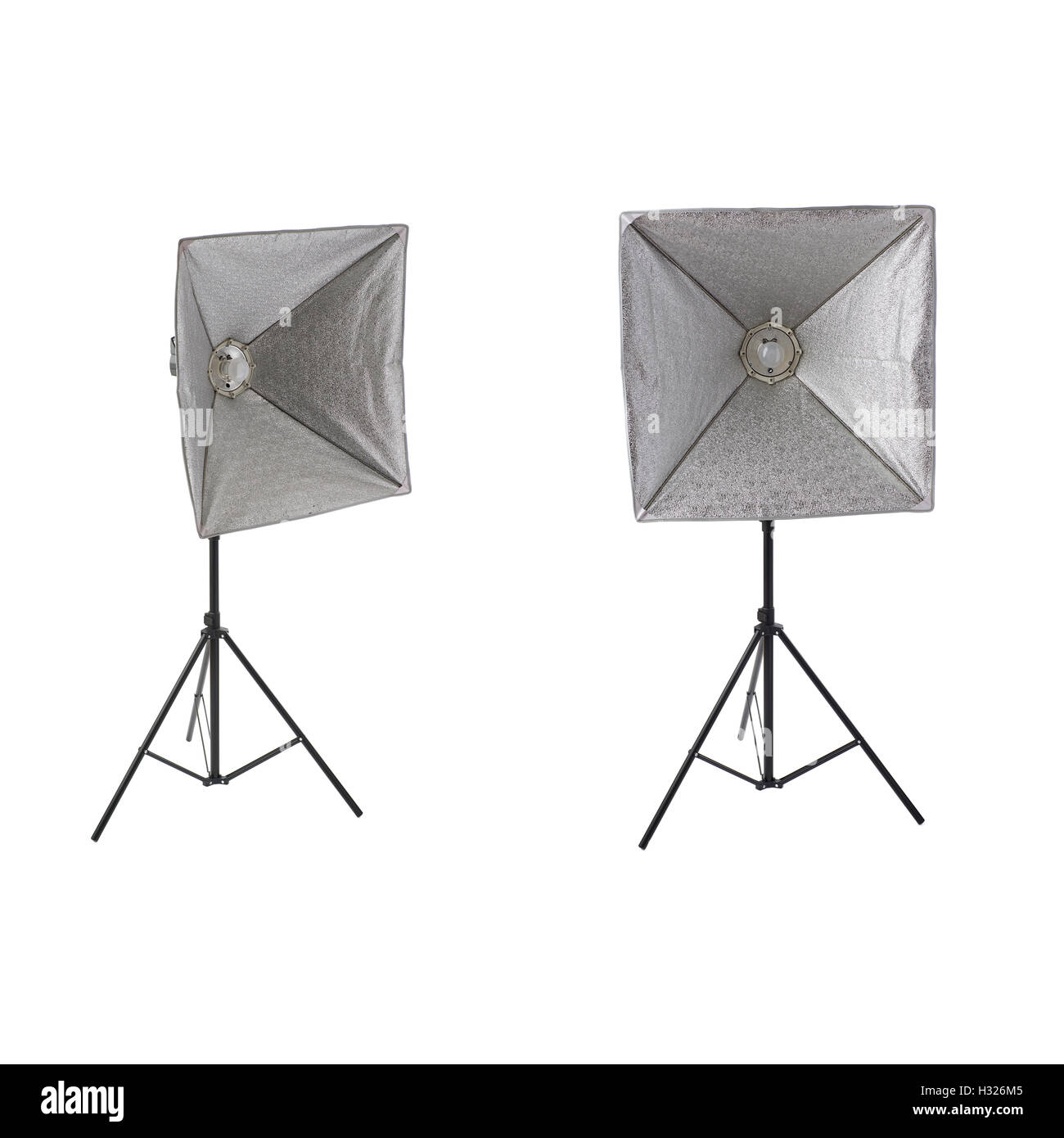 Set of Studio flash on a stand over isolated white background Stock ...