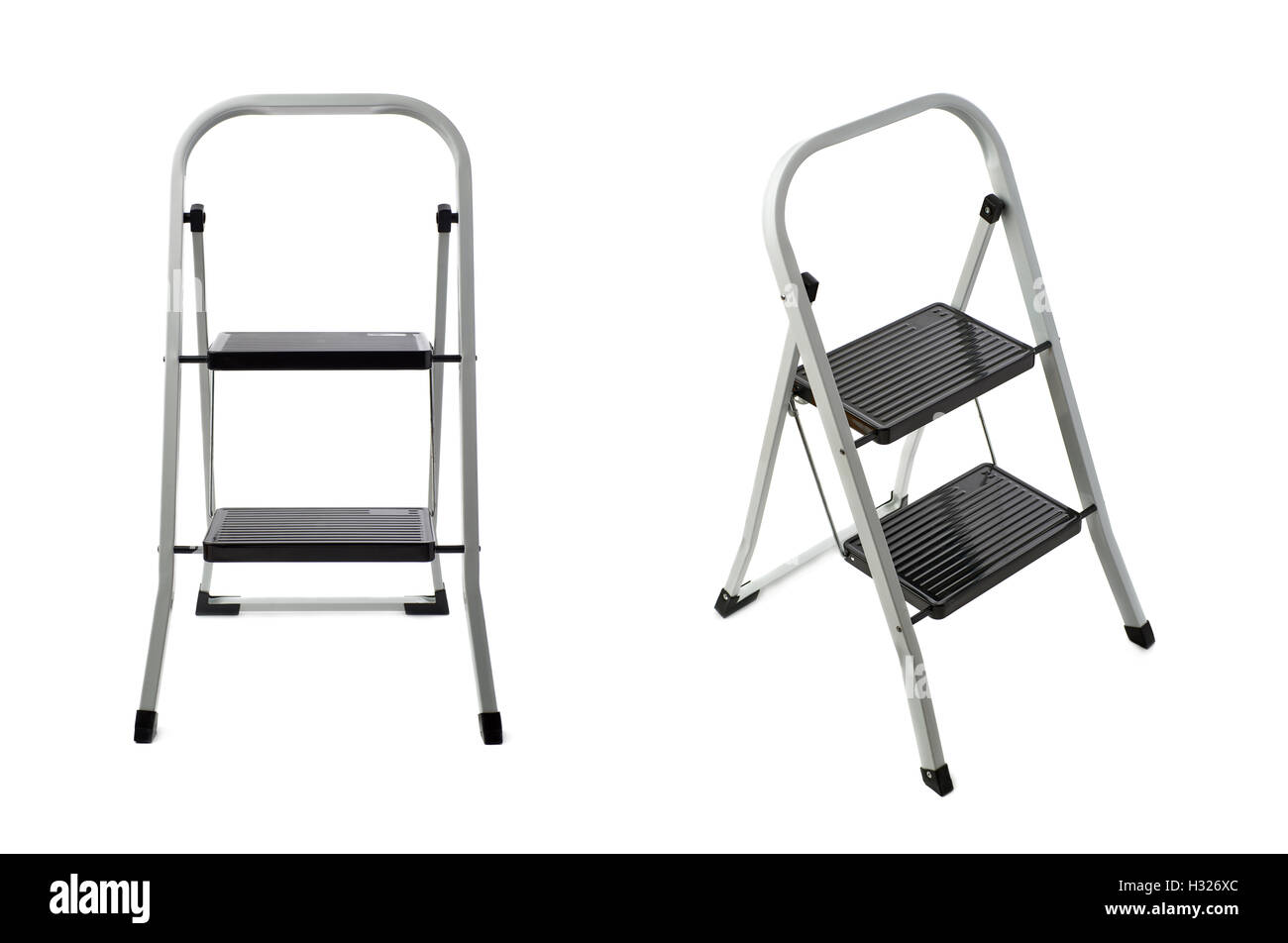 Set of Two steps ladder over isolated white background Stock Photo - Alamy