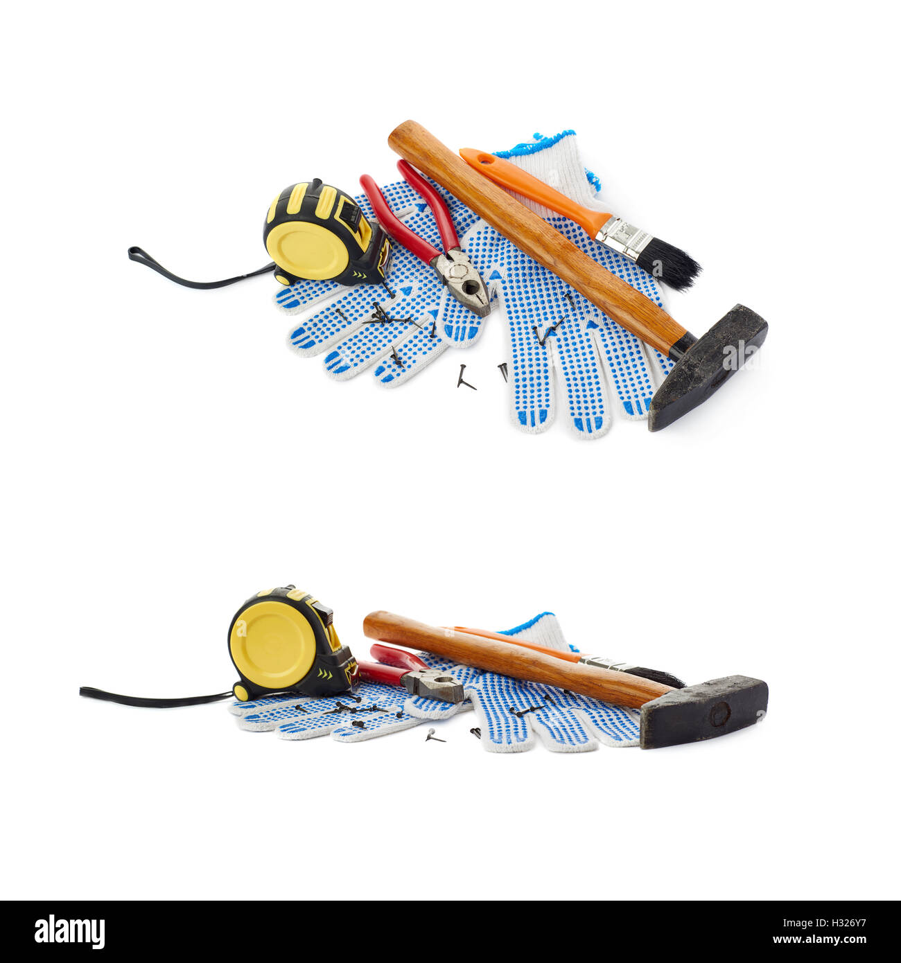 Set of Pile of working tools over isolated white background Stock Photo ...
