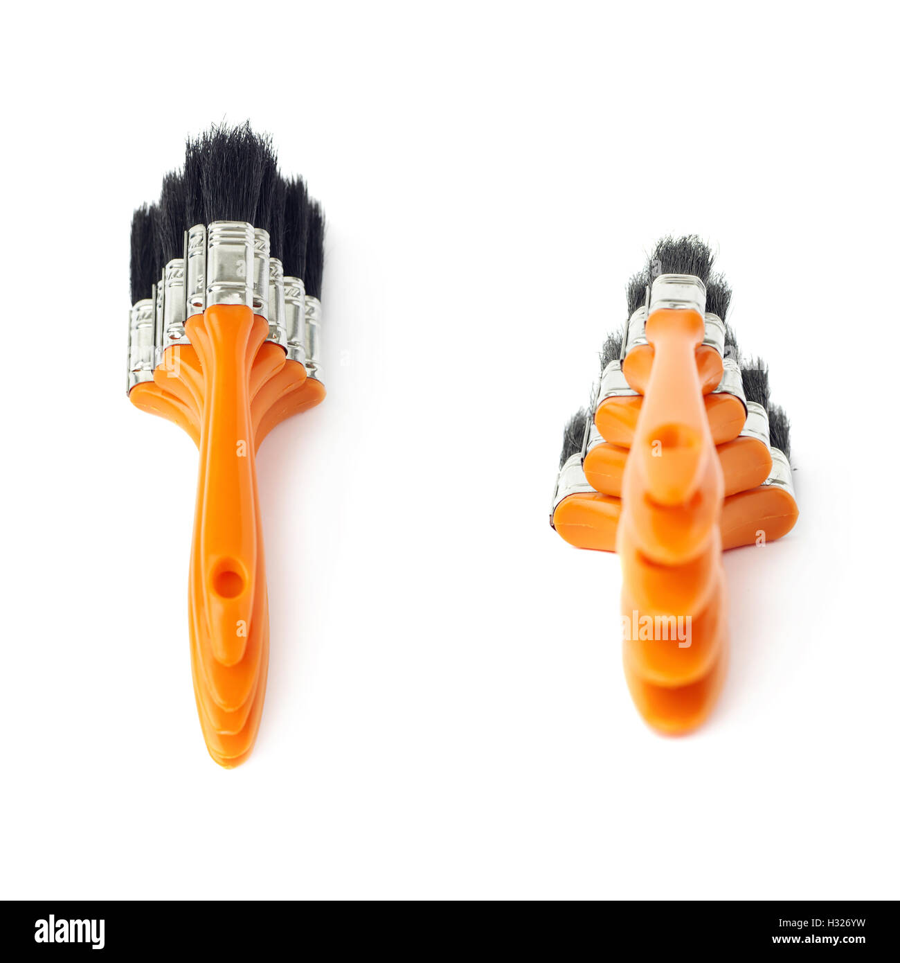 Set of Pile of Paint brushes over isolated white background Stock Photo ...