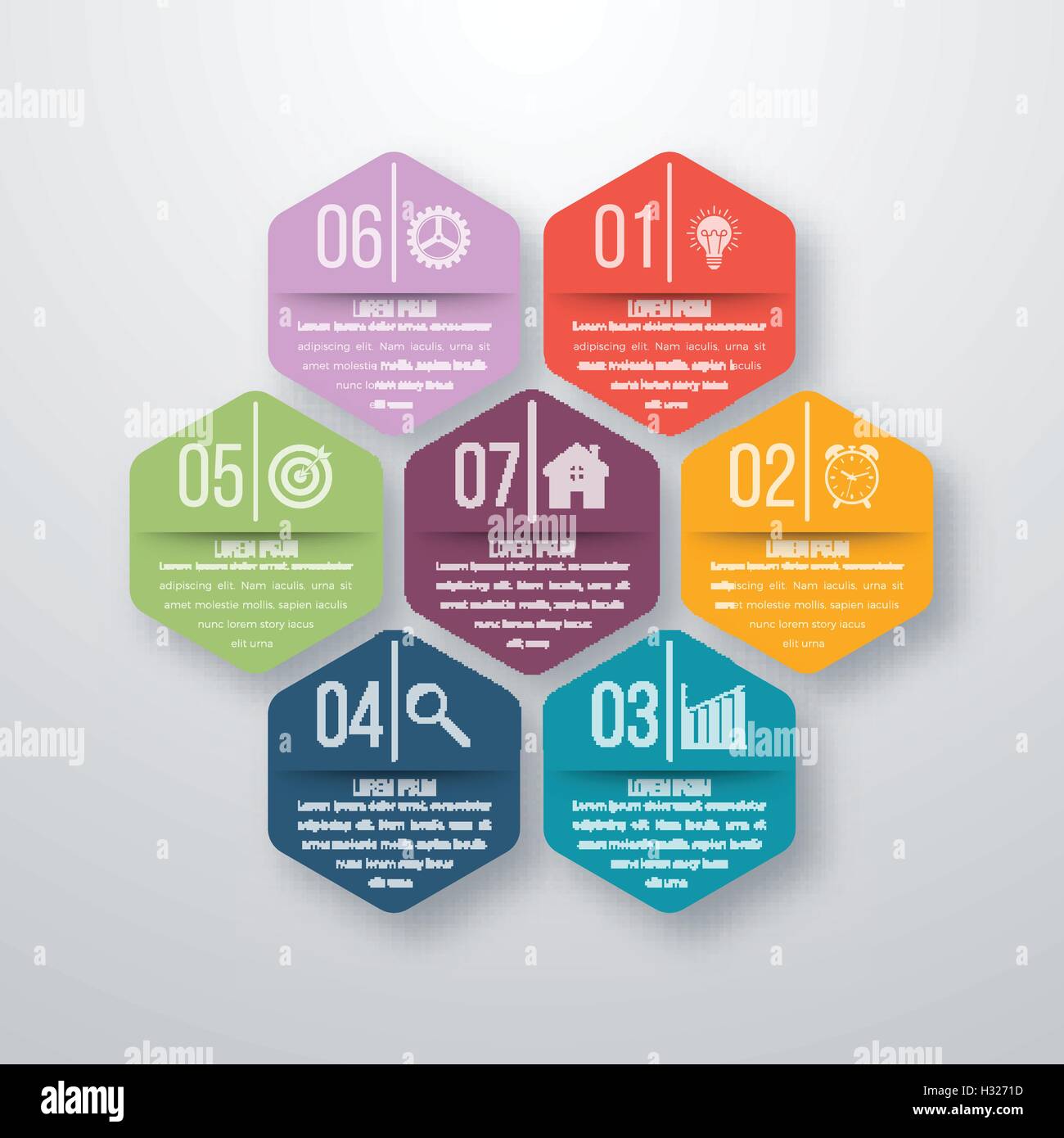 Vector illustration infographics seven hexagons Stock Vector Image ...